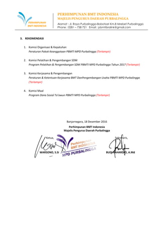 Laporan hasil rakerda pbmti mpd purbalingga 2016 | PDF