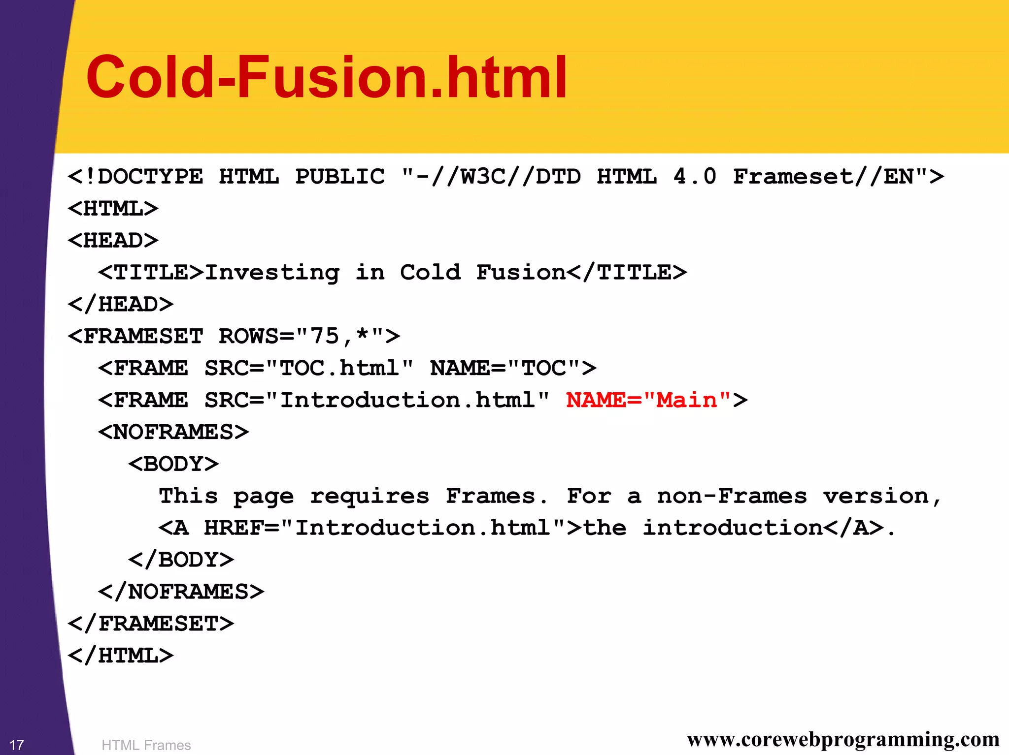 02html Frames | PPT
