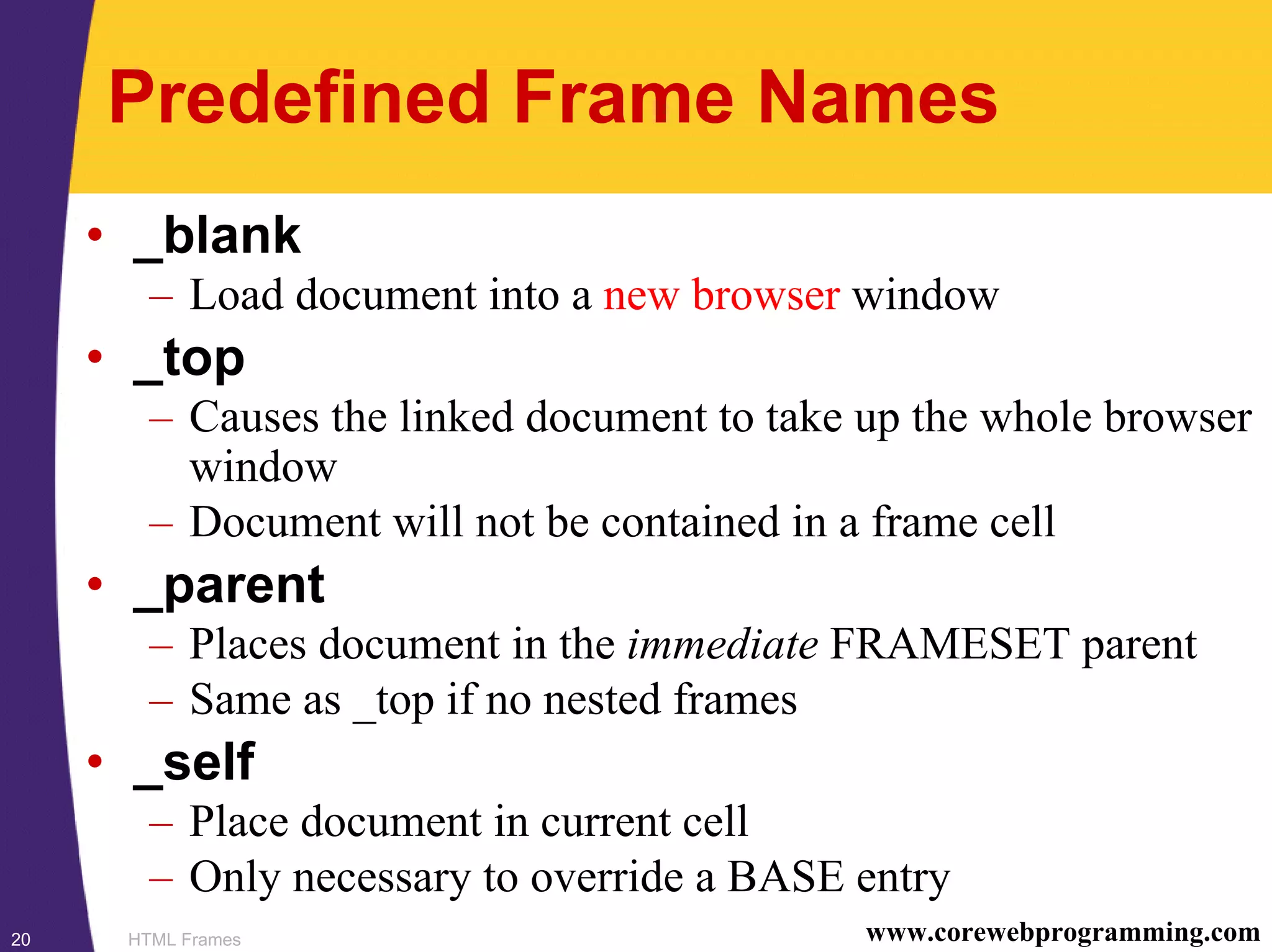 02html Frames | PPT