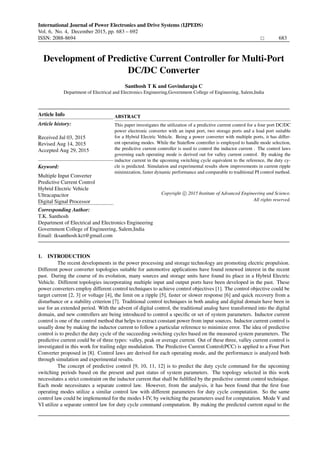 Development of Predictive Current Controller for Multi-Port DC/DC ...