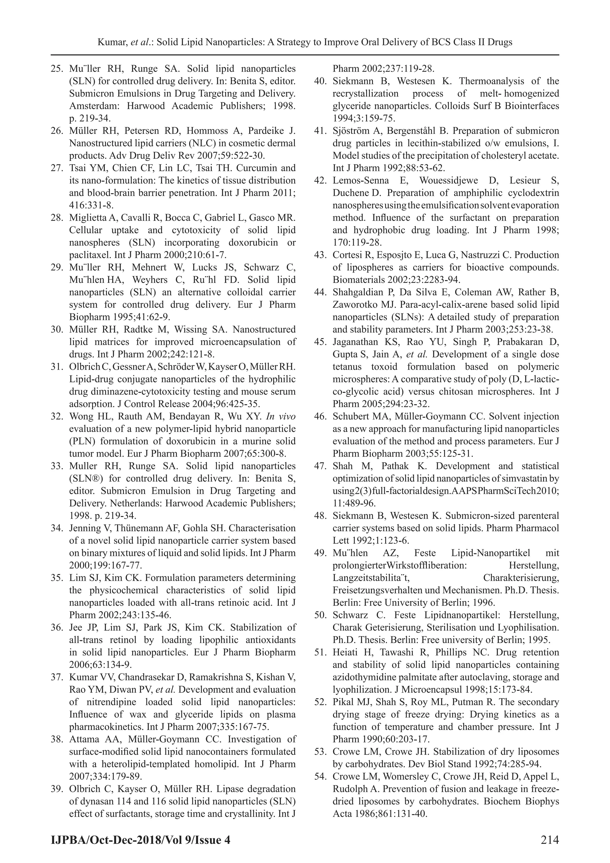 Solid Lipid Nanoparticles: A Strategy to Improve Oral Delivery of the ...