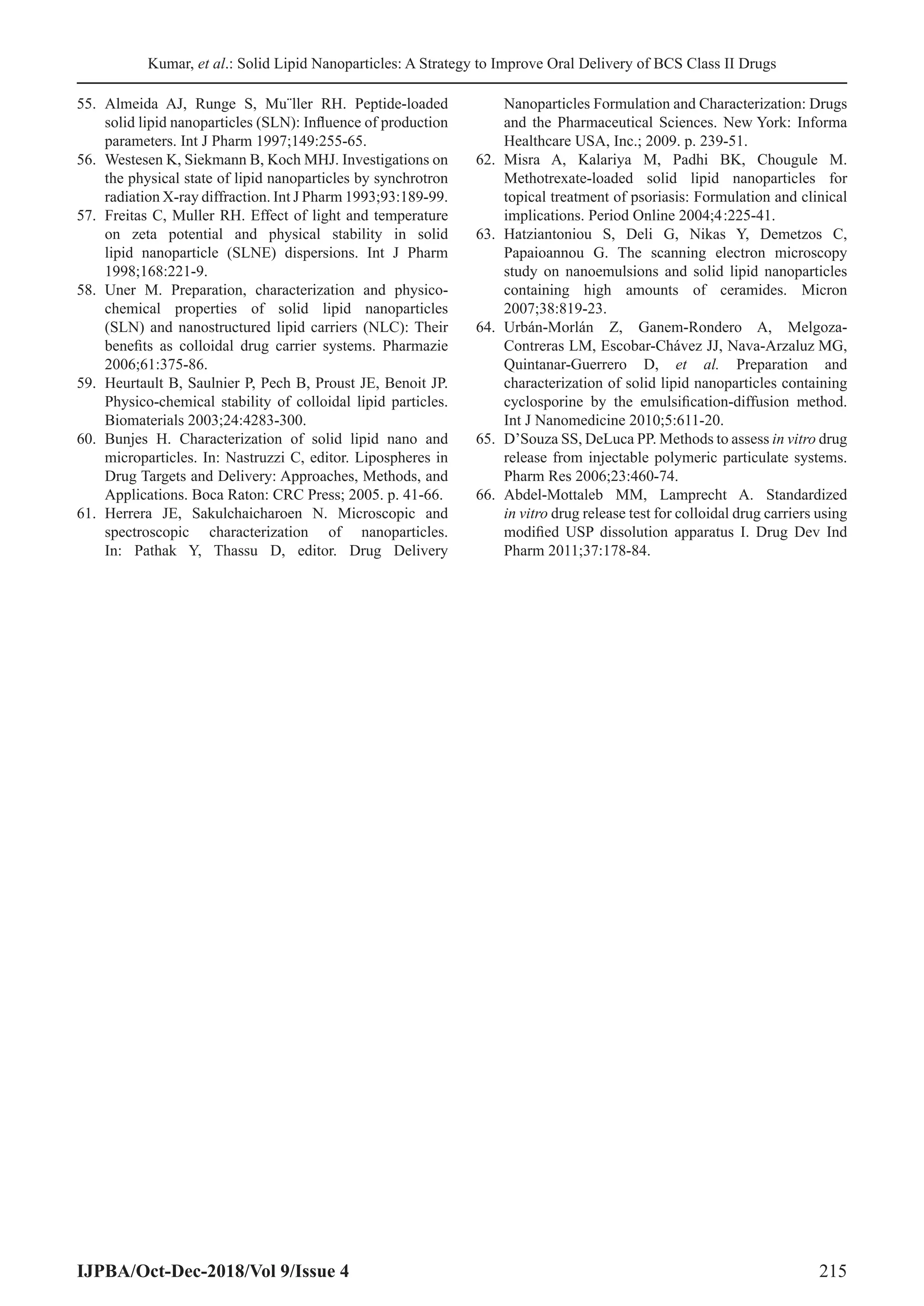 Solid Lipid Nanoparticles: A Strategy to Improve Oral Delivery of the ...