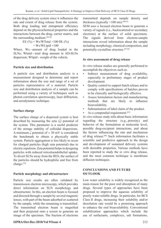 Solid Lipid Nanoparticles: A Strategy to Improve Oral Delivery of the ...