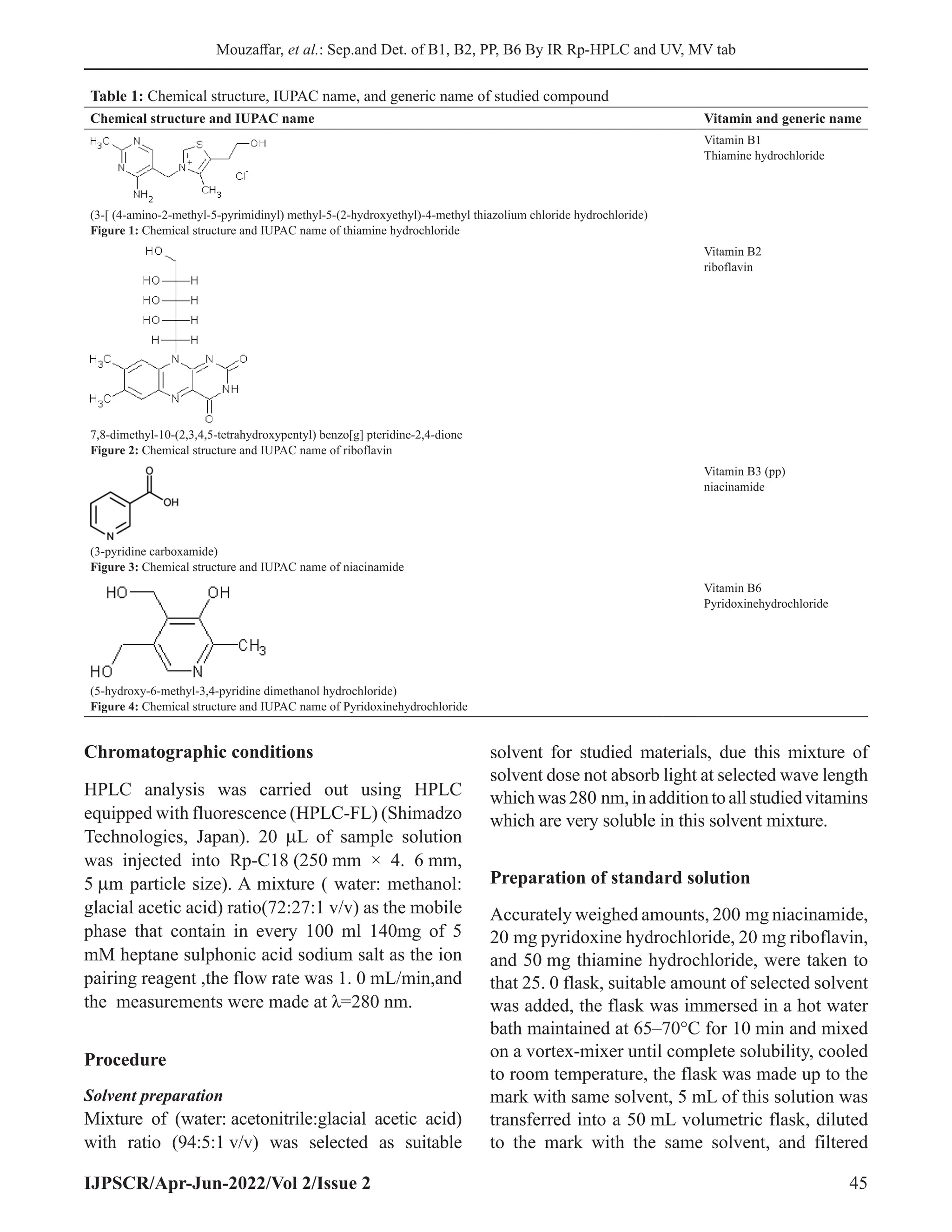 Simultaneous And Rapid Separation And Determination Of Vitamins B1 B2 Pp And B6 Using Ion