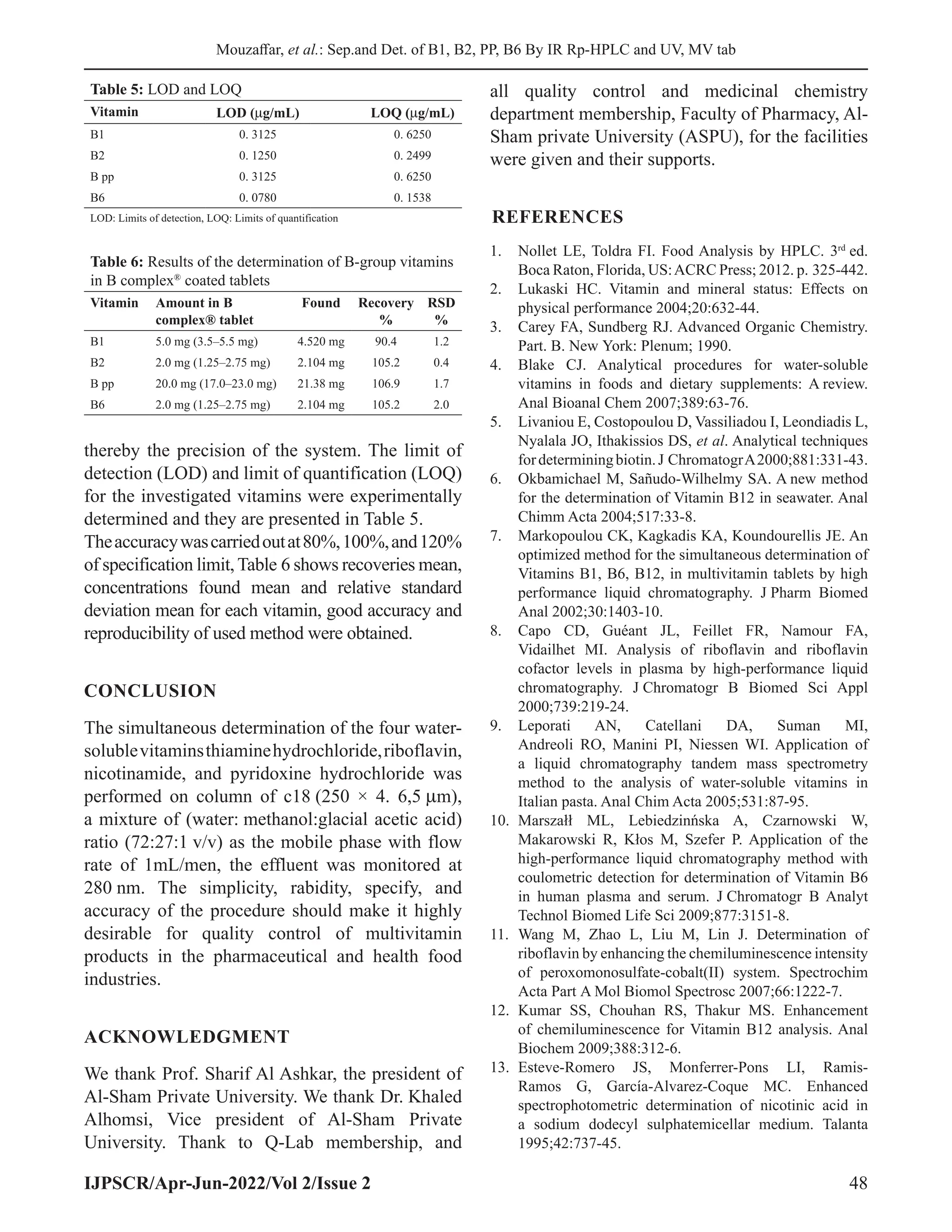 Simultaneous and Rapid Separation and Determination of Vitamins B1, B2 ...