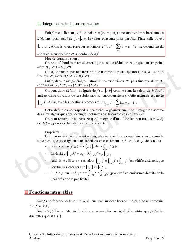 04 Intégrale d 'une fonction continue sur un segment et dérivation