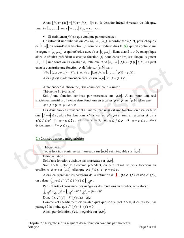 04 Intégrale d 'une fonction continue sur un segment et dérivation