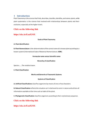 Taxonomy of Flowering Plants (introduction) | DOC