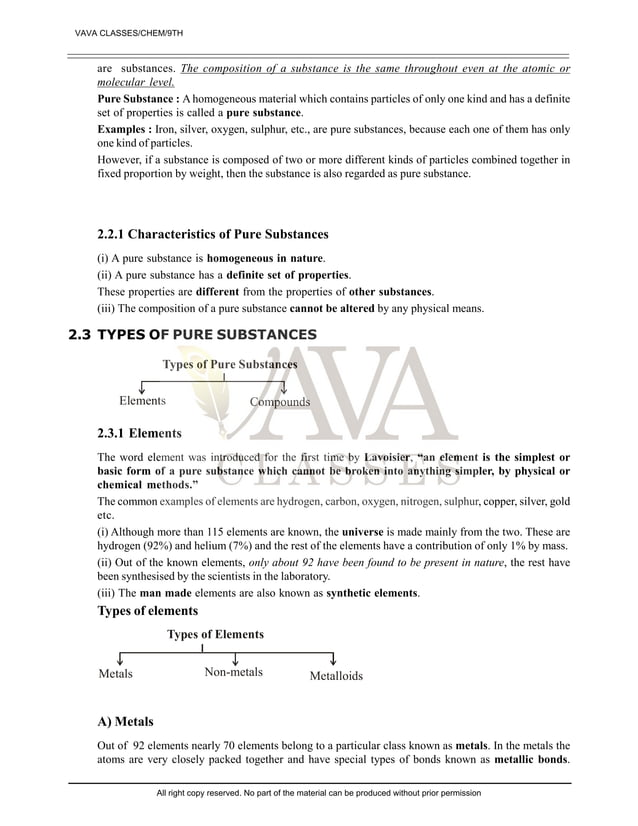 Class 9 Science chapter is matter around us pure notes pdf | PDF ...