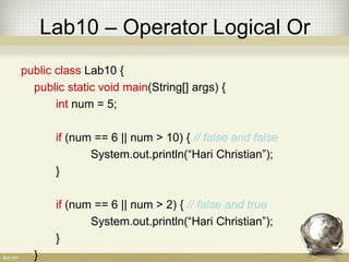 02 Java Language And OOP Part II LAB | PPT