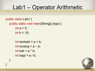 02 Java Language And OOP Part II LAB | PPT