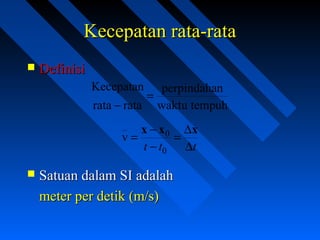 Kinematika satu dimensi | PPT