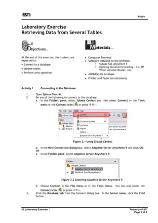 02 laboratory exercise 1 - RETRIEVING DATA FROM SEVERAL TABLES | PDF ...