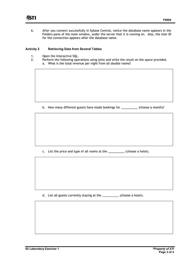 02 laboratory exercise 1 - RETRIEVING DATA FROM SEVERAL TABLES | PDF | Databases | Computer ...