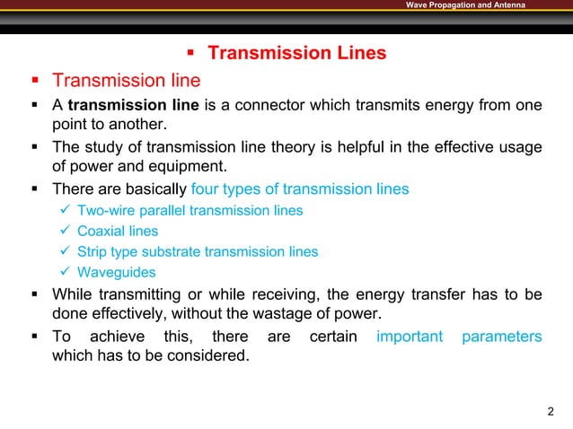 02 Lecture Transmission Lines 02.pptx | Physics | Science