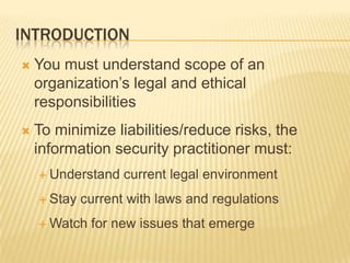 Legal, Ethical, and Professional Issues In Information Security | PPTX