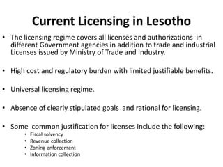 Business Registration and Licensing Reform Lesotho - Chaba Mokuku | PPT
