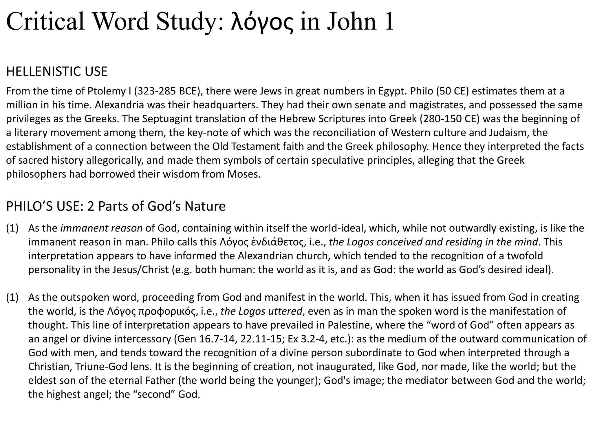 Logos in the Prologue of John: A Word Study | PPT