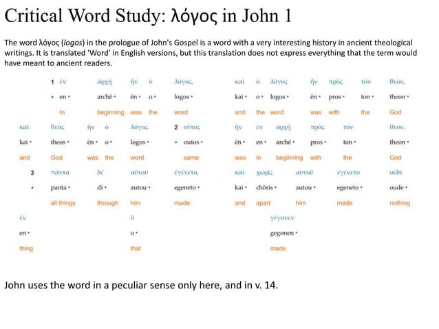 Logos in the Prologue of John: A Word Study | PPT