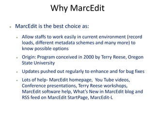 MarcEdit - makes the life easier (BALID Training programme on Marc 21 ...