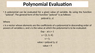 02 MATLAB Polynomials.pptx using of matlab | PPT