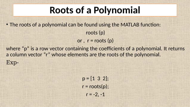 02 MATLAB Polynomials.pptx using of matlab | PPT
