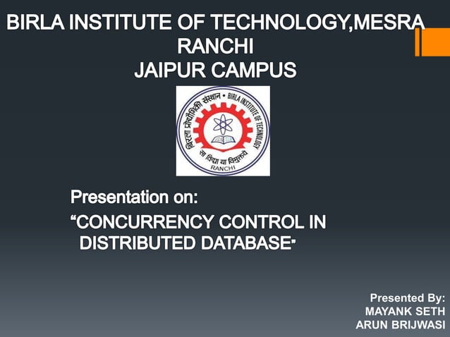 Concurrency Control in Distributed Database. | PPTX Concurrency Control in Distributed Database. | PPTX