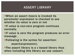 FSTREAM,ASSERT LIBRARY & CTYPE LIBRARY. | PPTX | Web Development | Internet