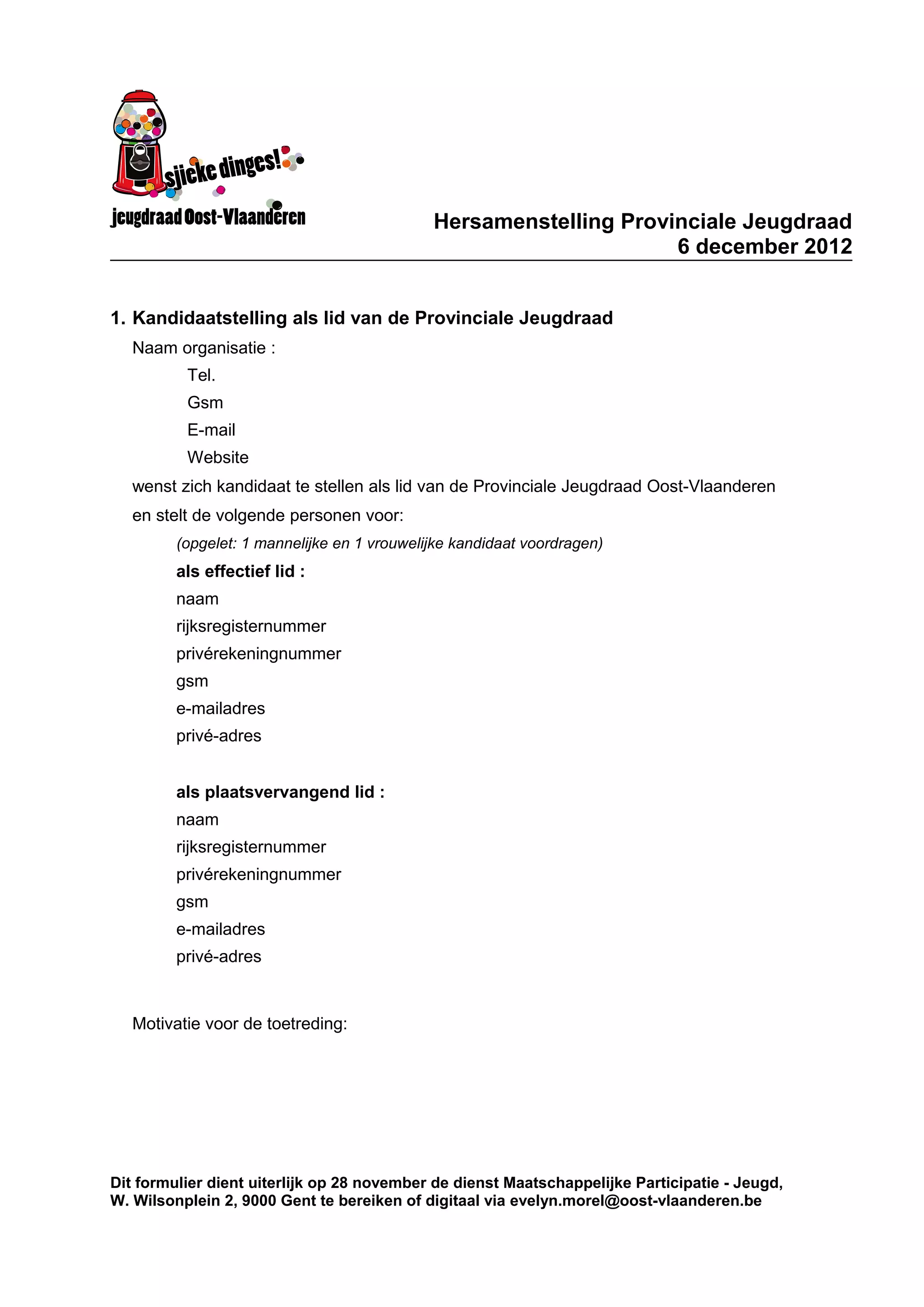Formulier kandidaatstelling | DOC