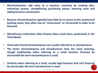 Micro Enterprises and Finance in Tourism | PPT