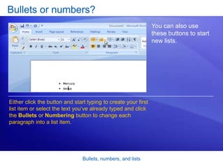 02 microsoft office word 2007 (bullets and numbering) | PPT