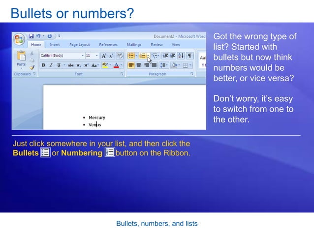 02 microsoft office word 2007 (bullets and numbering) | PPT
