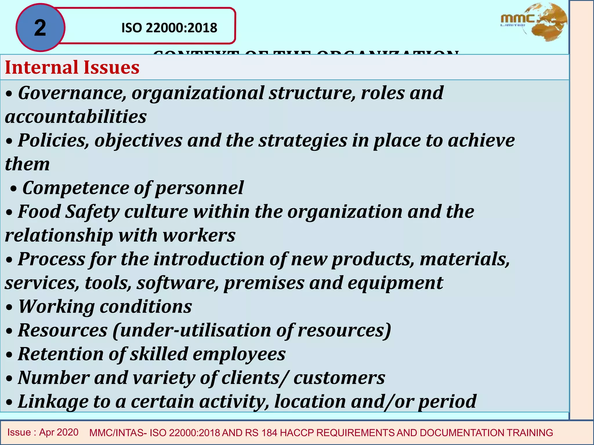 ISO 22000 Clauses Requirements and Documentation training ISO 22000 RS ...