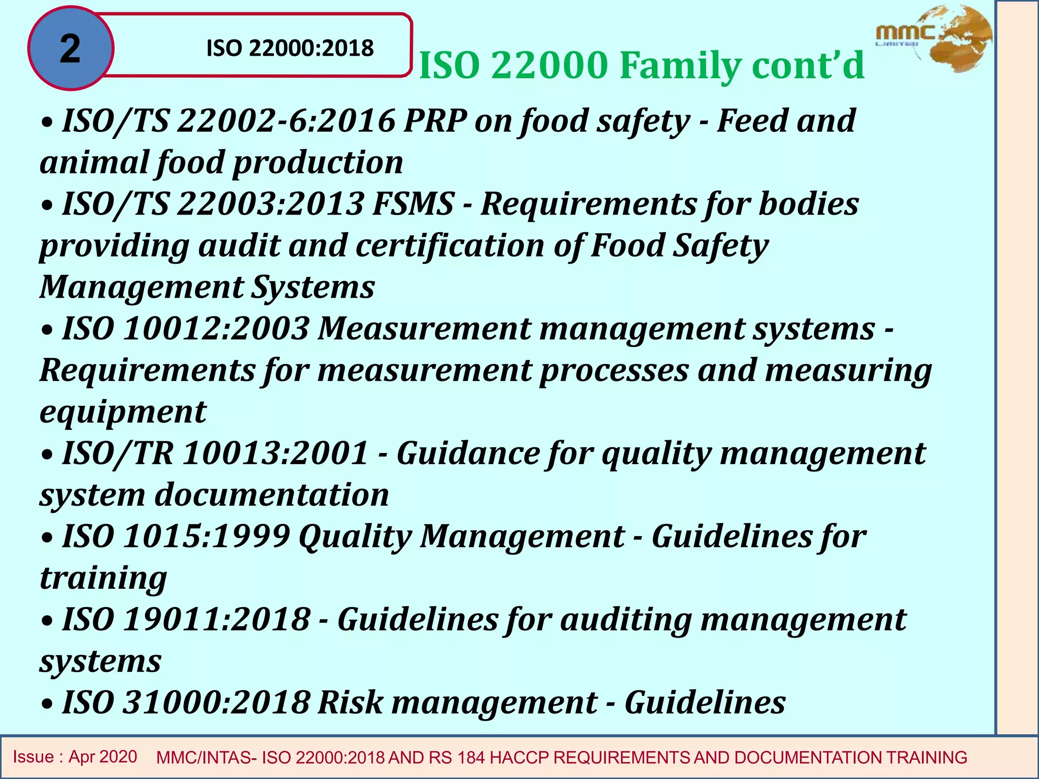ISO 22000 Clauses Requirements and Documentation training ISO 22000 RS ...