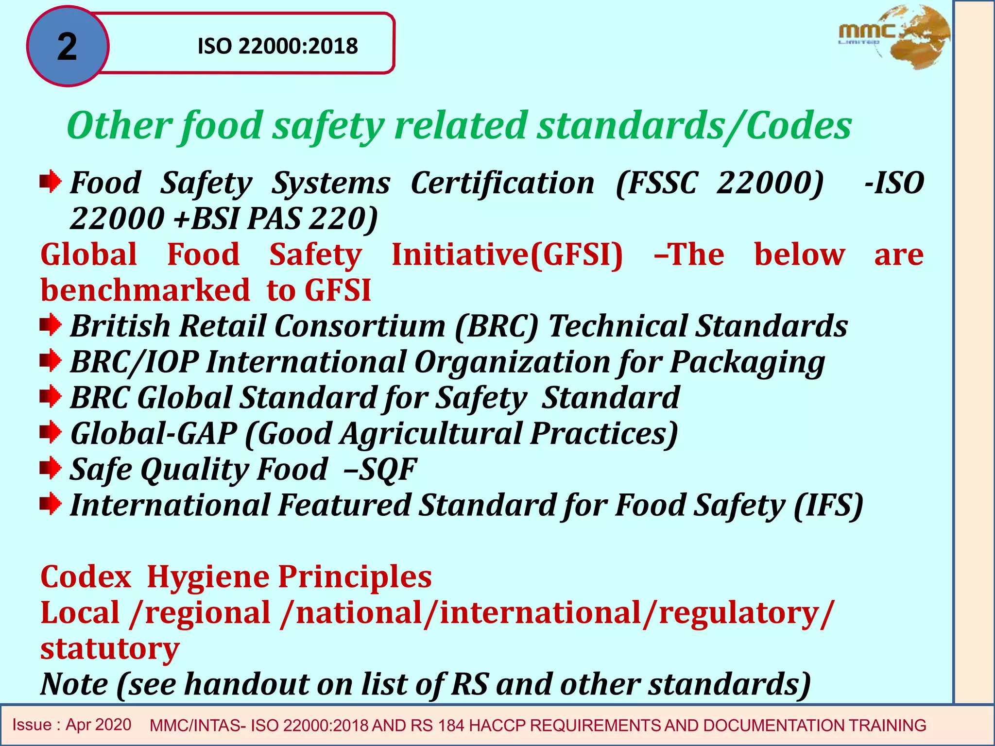 ISO 22000 Clauses Requirements and Documentation training ISO 22000 RS ...