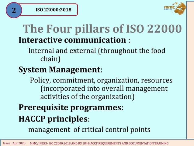 ISO 22000 Clauses Requirements and Documentation training ISO 22000 RS ...
