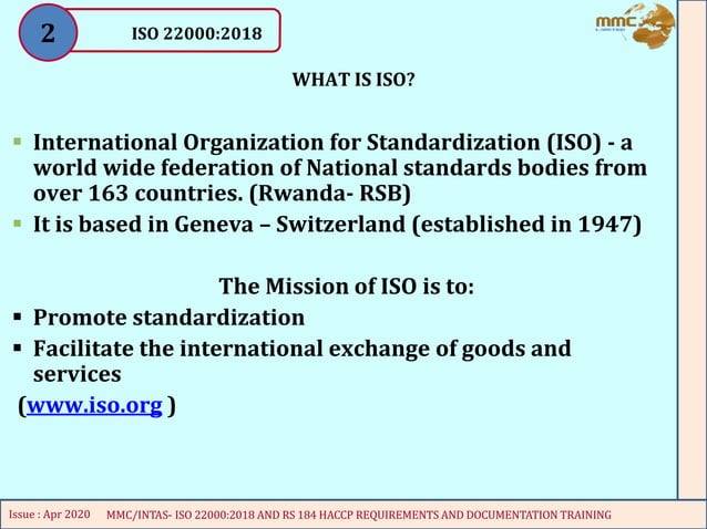 ISO 22000 Clauses Requirements and Documentation training ISO 22000 RS ...