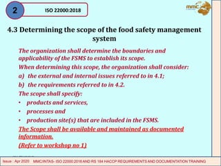 ISO 22000 Clauses Requirements and Documentation training ISO 22000 RS ...