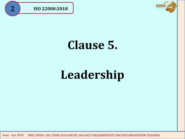 ISO 22000 Clauses Requirements and Documentation training ISO 22000 RS ...