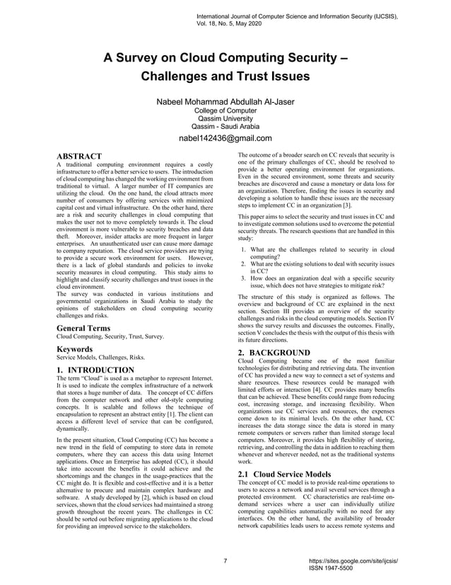 A Survey on Cloud Computing Security – Challenges and Trust Issues | PDF