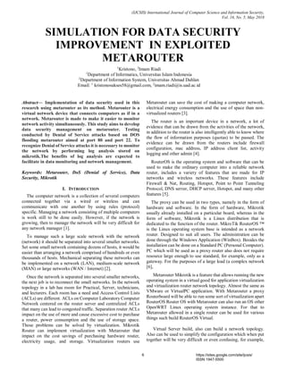 Simulation for Data Security Improvement in Exploited Metarouter | PDF