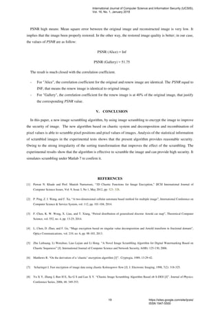 Three Dimensional Chaotic System for Color Image Scrambling Algorithm | PDF