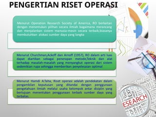 Materi Riset Operasi_Pengantar Riset Operasi | PPT