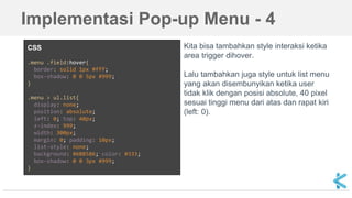 CSS Eksperimen - 05-2 Popup Menu | PPT