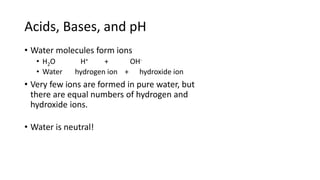 chemistry of water ph acid and bases. | PPTX