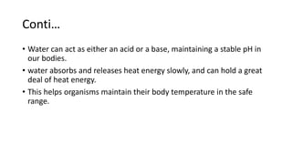 chemistry of water ph acid and bases. | PPTX