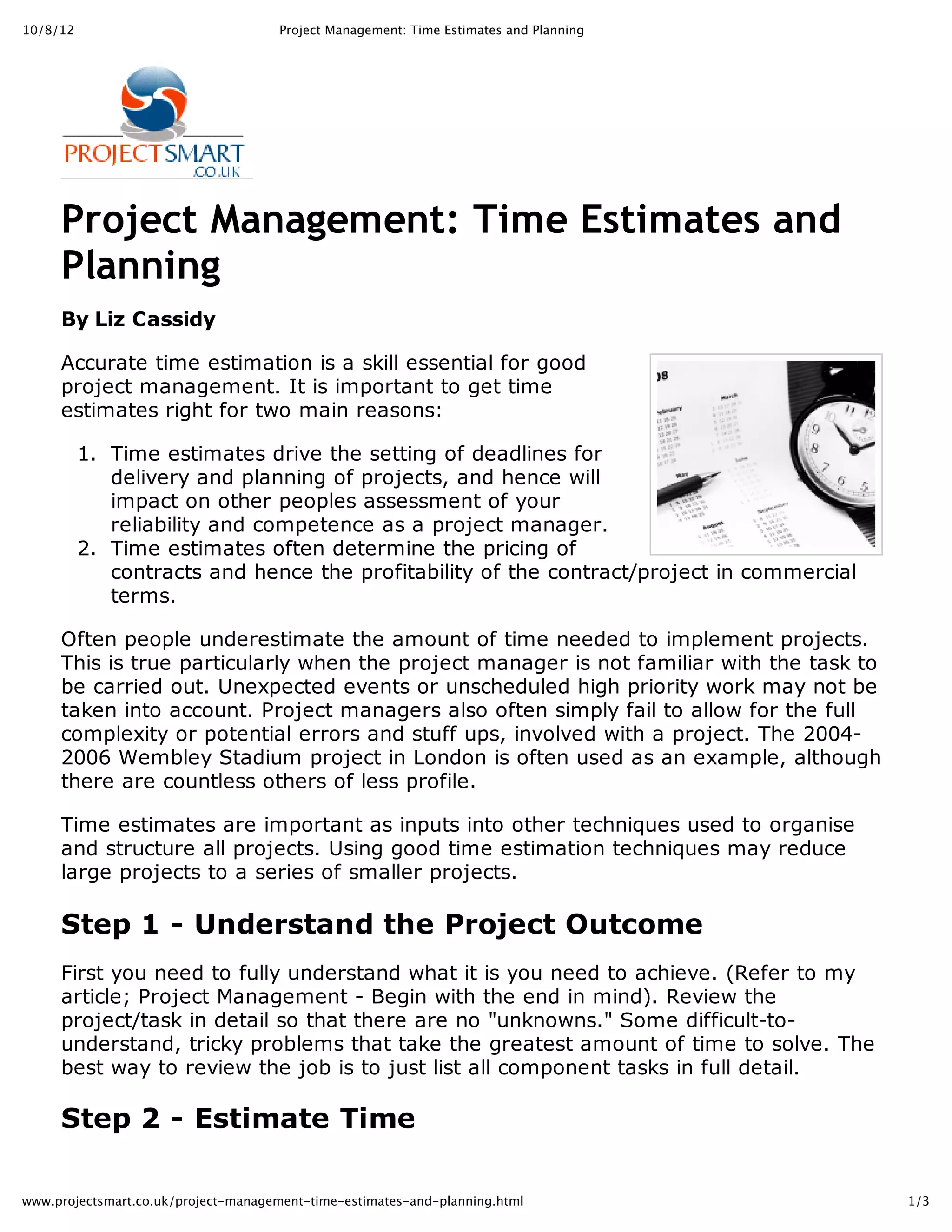 02“project management time estimates and planning” | PDF