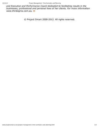 02“project management time estimates and planning” | PDF