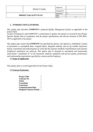 Project Safety Quality Plan For Safety00 | PDF