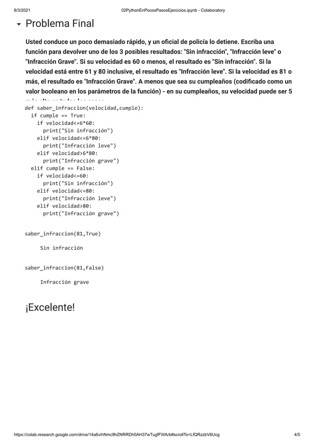 02 pythonenpocospasosejercicios.ipynb colaboratory | PDF
